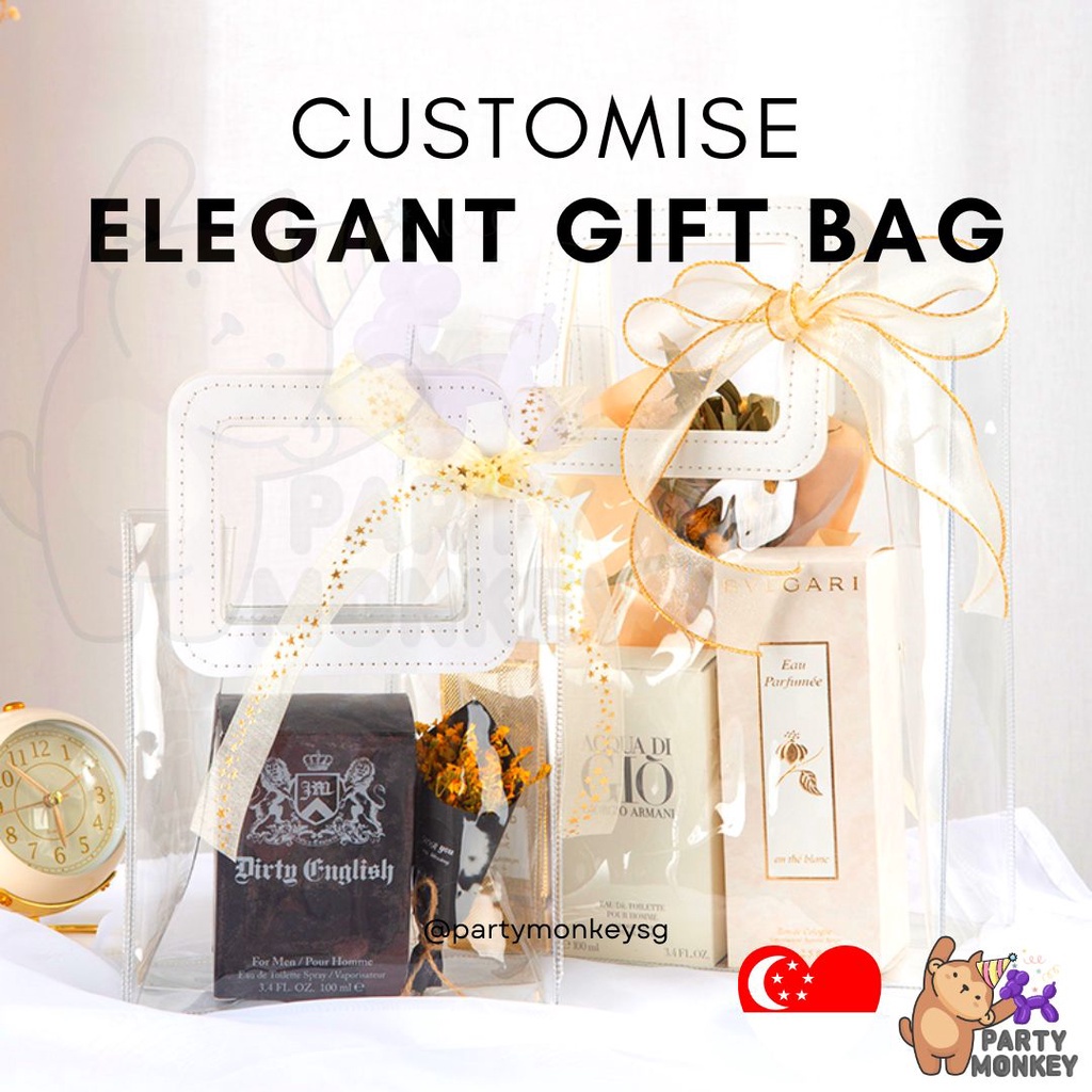 [SG Instock] Customised PVC Gift Bag Elegant Transparent Bag Birthday ...