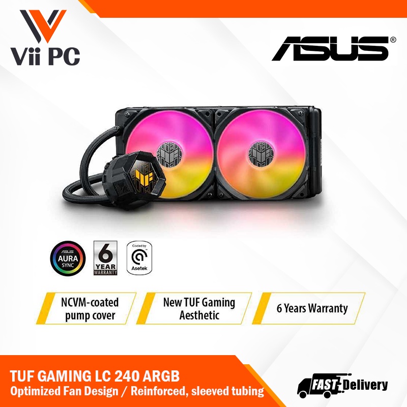 ASUS TUF Gaming LC 240 ARGB all-in-one liquid CPU cooler with Aura Sync ...