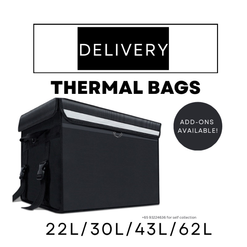 [SG SELLER] Plain Black Thermal Food Delivery Bag Carrier Grab ...