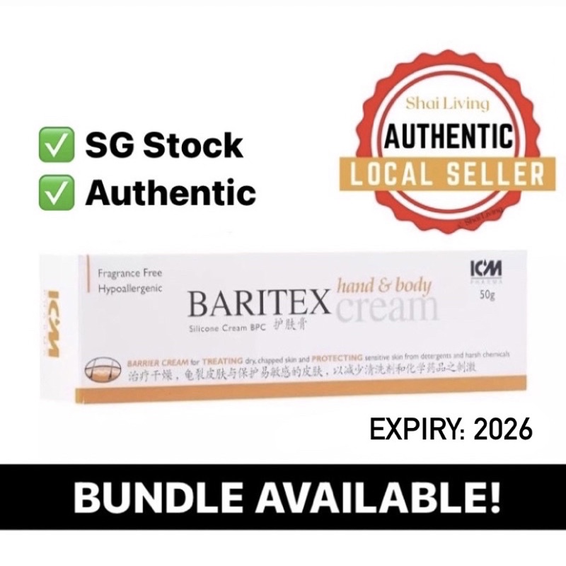 Baritex Cream Hand & Body 50g (Expiry: 2026) ICM Pharma | Shopee Singapore