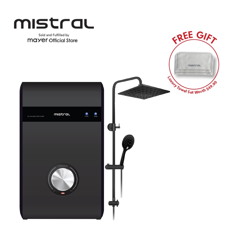 Mistral Instant Water Heater with Rain Shower & DC Pump MSH88P/ MSH88MB ...