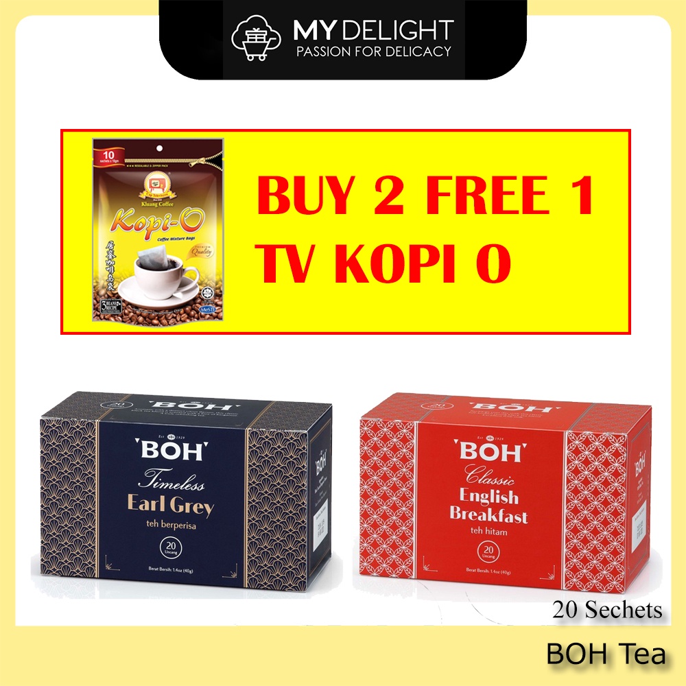 BOH Tea Classic English Breakfast Earl Grey Black Tea 20 Teabags ...