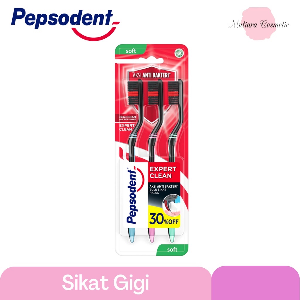 Pepsodent Expert Clean Soft Toothbrush Antibacterial Contents 3 ...