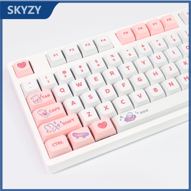 Pink Rabbit Keycaps XDA Profile Girly Cute Animal PBT Dye Sub ...