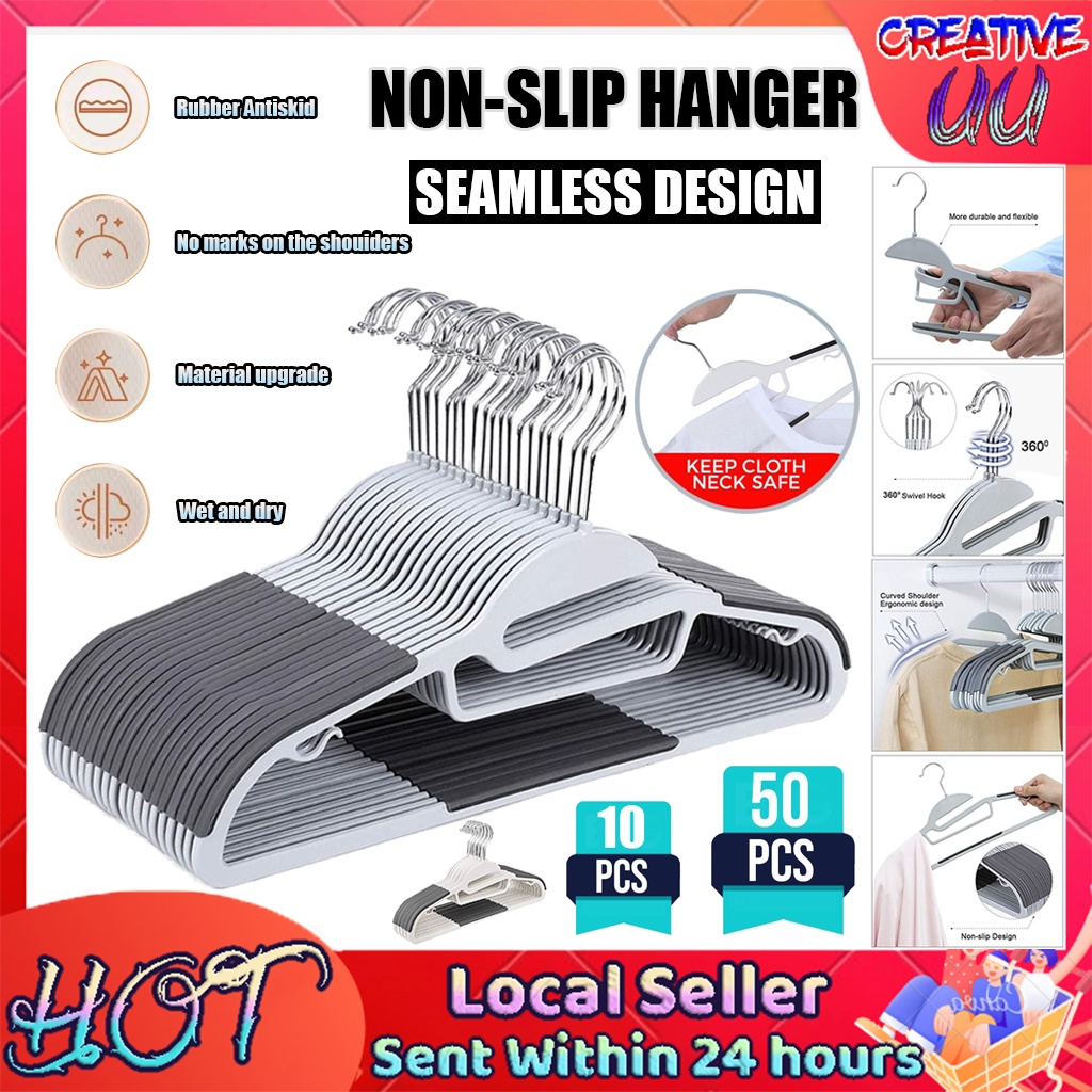 🔥【SG READY STOCK】🔥10/50pcs Per Set Premium Non-Slip Smart Hanger ...