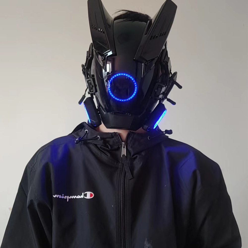 Cyberpunk Led Mask Glow Face Glow-in-the-dark Mask Futuristic Tech Gear ...