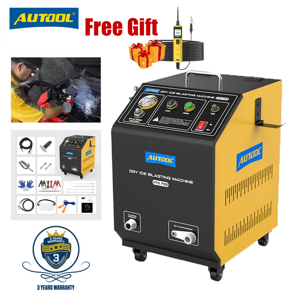 AUTOOL HTS705 220V Dry Ice Blasting Cleaning Machine Engine Throttle ...