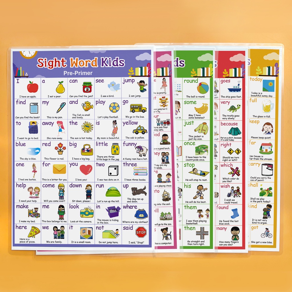 220 Sight Words Posters Kids Learning English Words Educational Charts ...