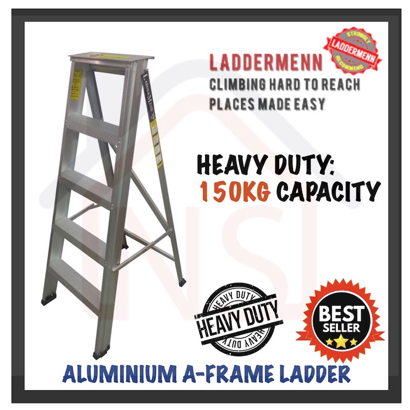 LADDERMENN Heavy Duty Aluminium A-Frame Ladder (3-7 Steps) MADE IN ...