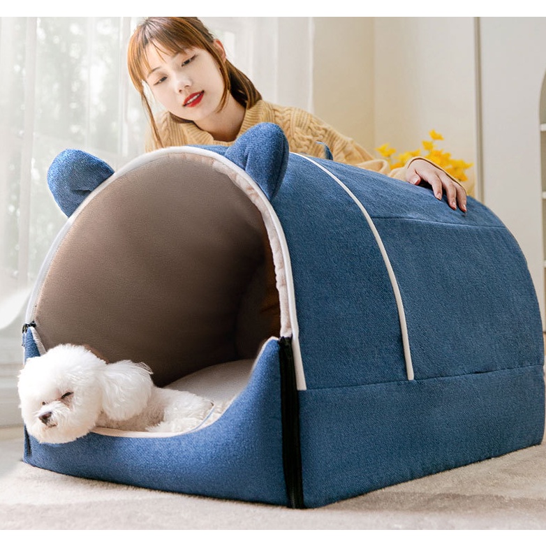 "Local stock" 2 in 1 Washable Cozy Dog Igloo Bed Dog House Portable Cat ...