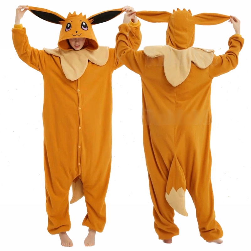 Eevee Pokemon Character Overall Kigurumi Onesie Pajamas Sleepwear ...