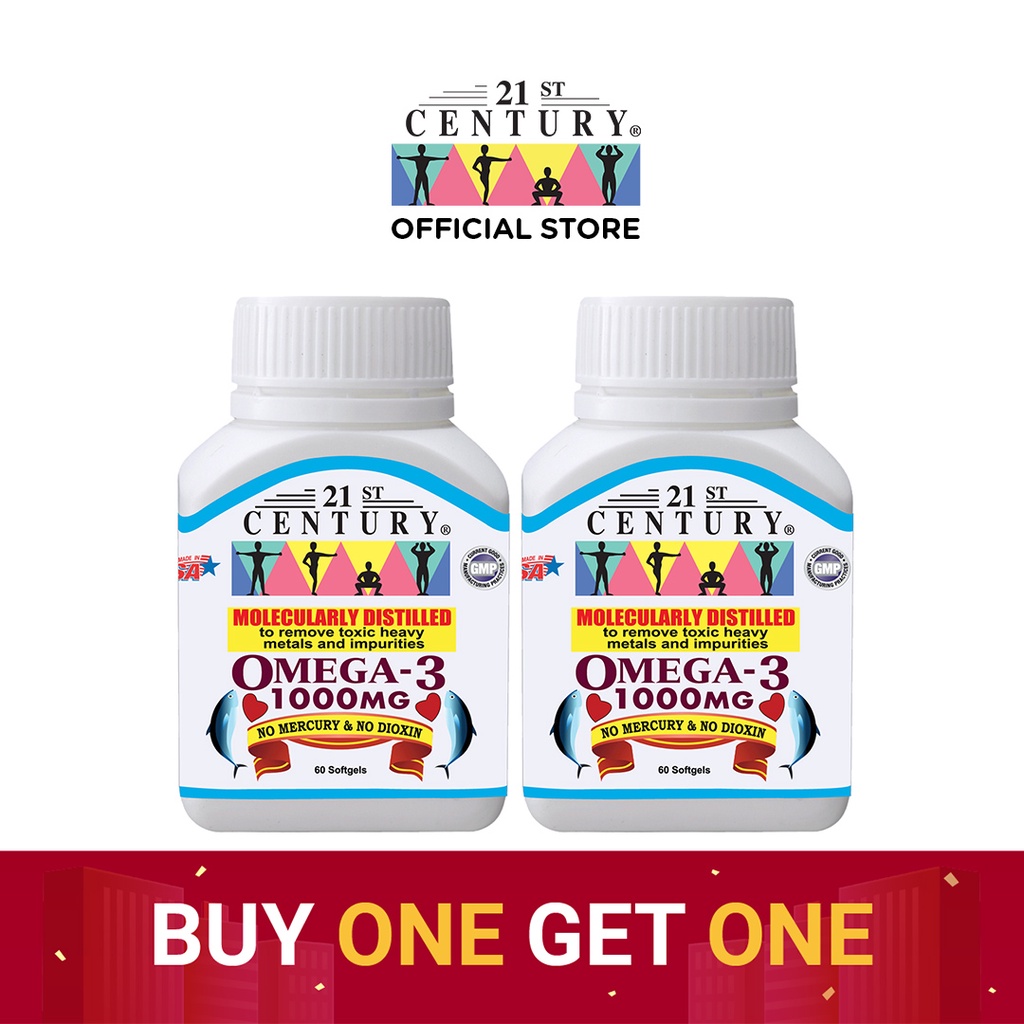 [Buy 1 Get 1] 21st Century Omega 3 1000mg 60 Softgels | Shopee Singapore