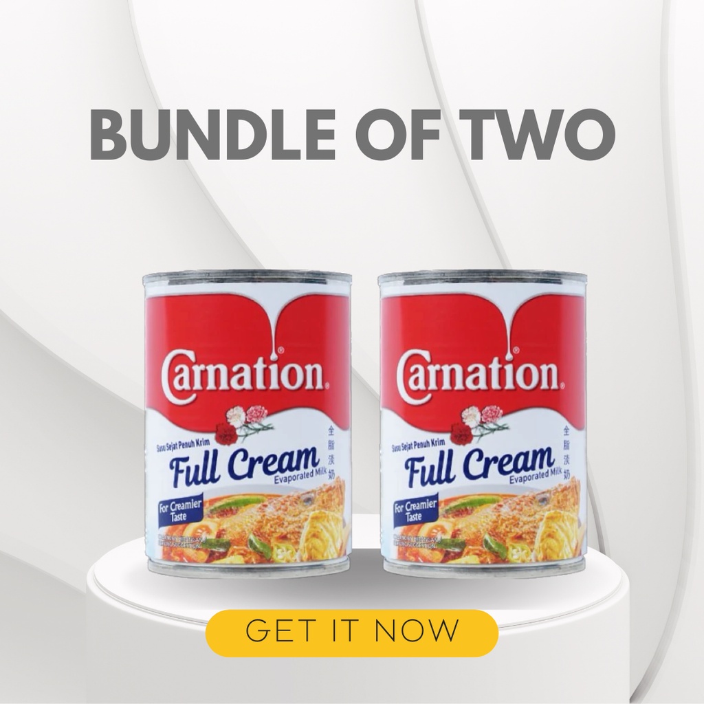 (BUNDLE OF 2) Carnation Full Cream Evaporated Milk (390g) (Halal) | Shopee Singapore