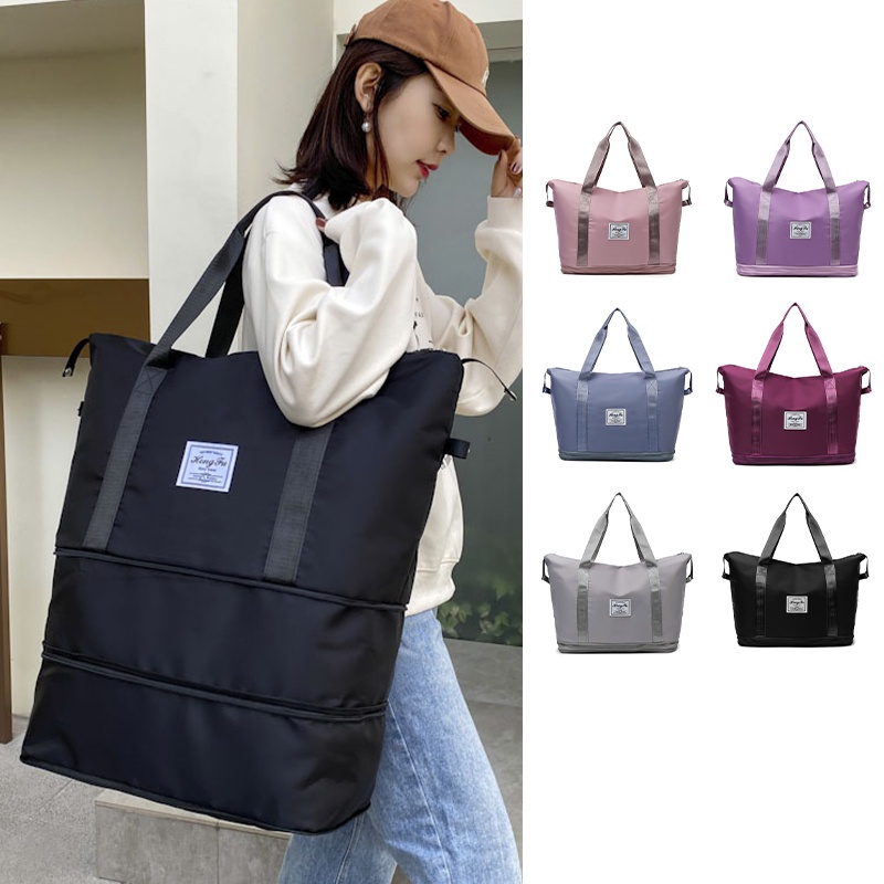 Expandable women travel bag Large capacity travel bags Separate shoe ...
