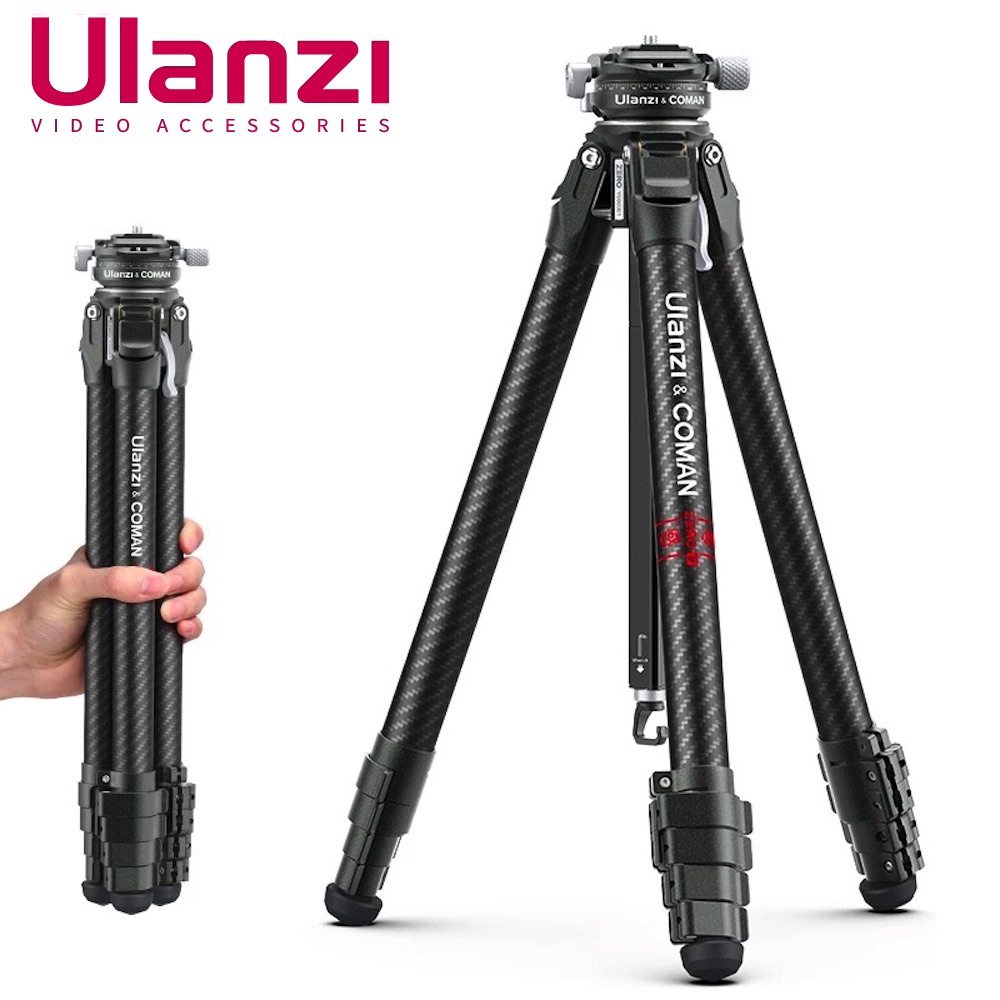 ULANZI COMAN Zero Y 156cm Lightweight Carbon Fiber Travel Tripod With ...