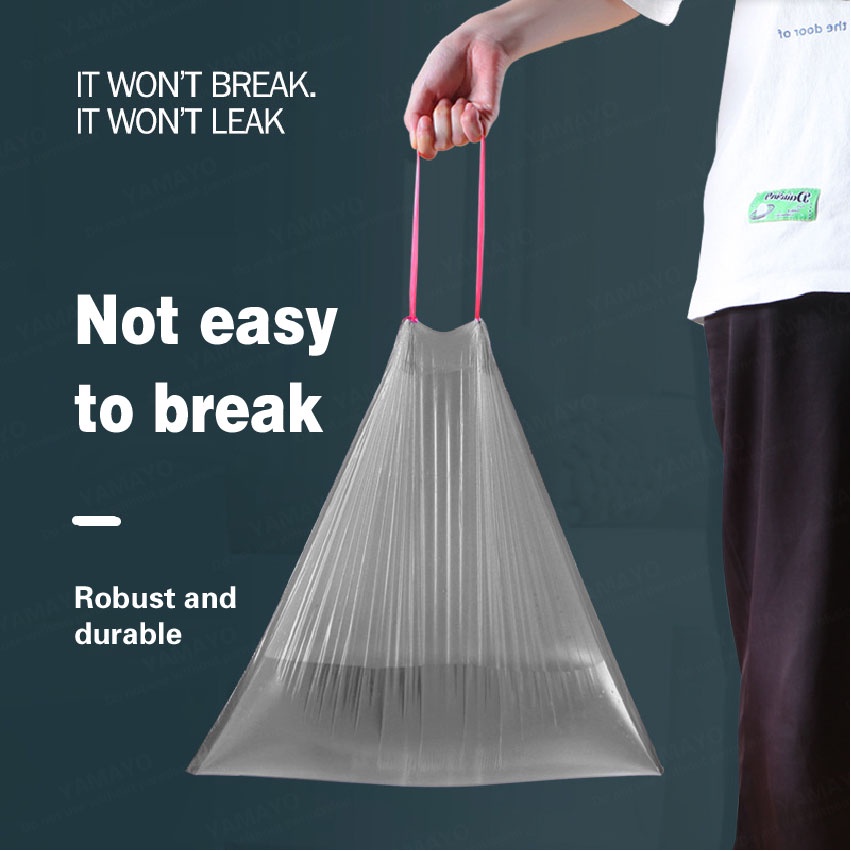 Black Garbage Bag || Rubbish Dustbin Plastic Trash Drawstring ...