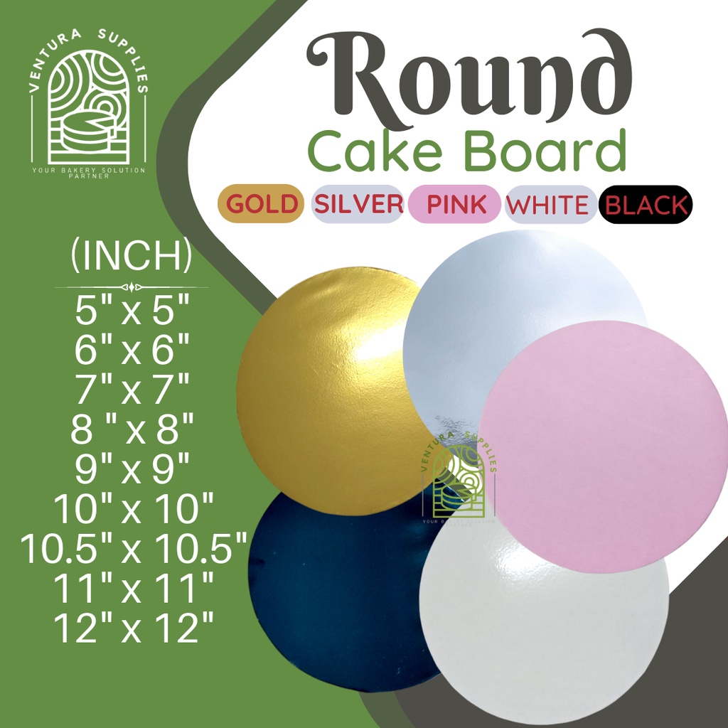 PREMIUM Papan Kek BULAT ROUND Cake Board Variety Color Quality Size ...