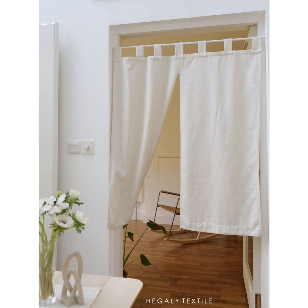 Japanese-Style Linen Door Curtain Fragmented Sling Style Beige Half ...
