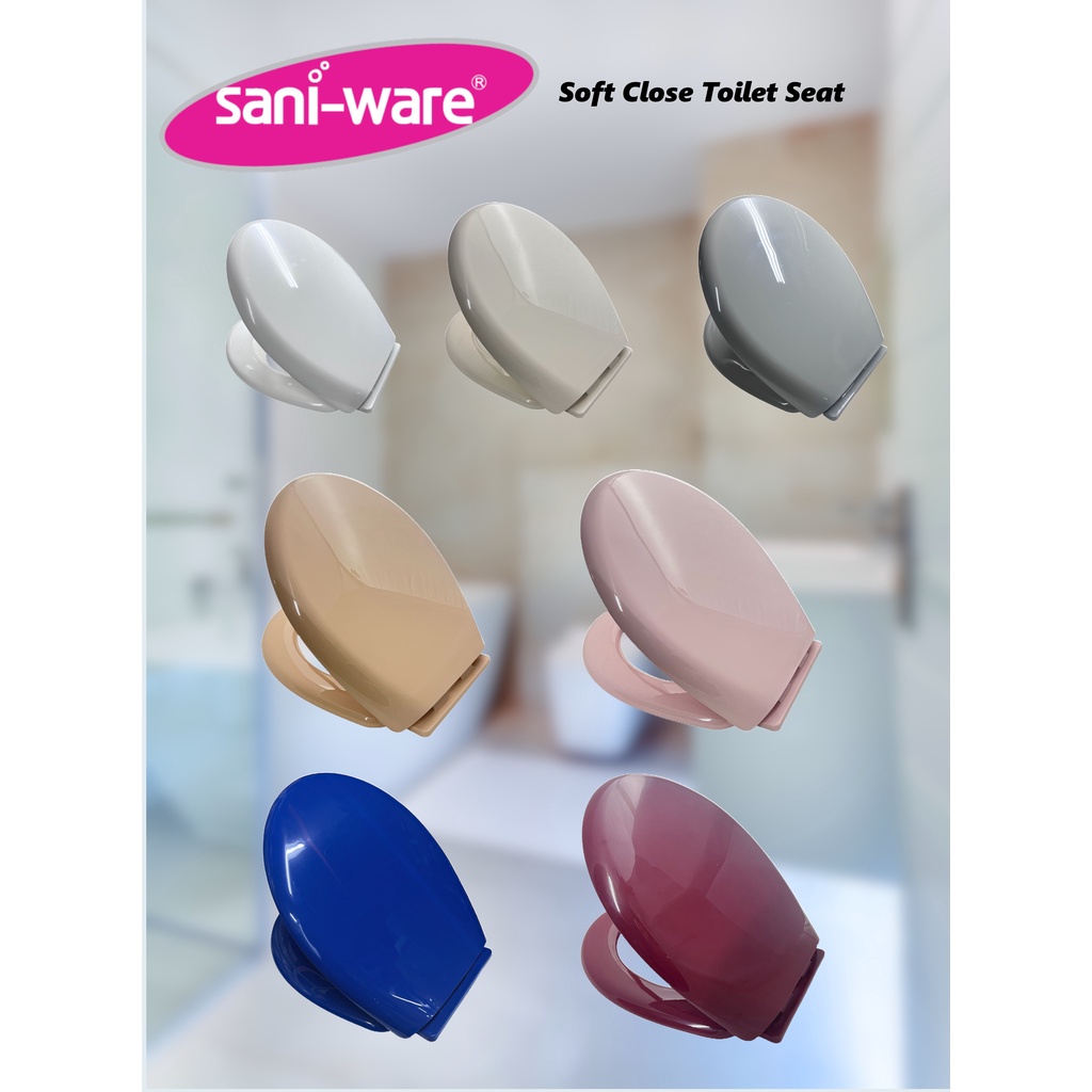 Sani-Ware Soft Close Toilet Seat Cover*SG* COLOUR - PINK/IVORY/GREY ...