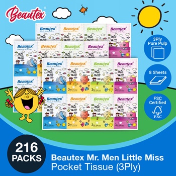 BEAUTEX Mr. Men Little Miss 3Ply Pocket Tissue | Pure Pulp [CARTON DEAL ...