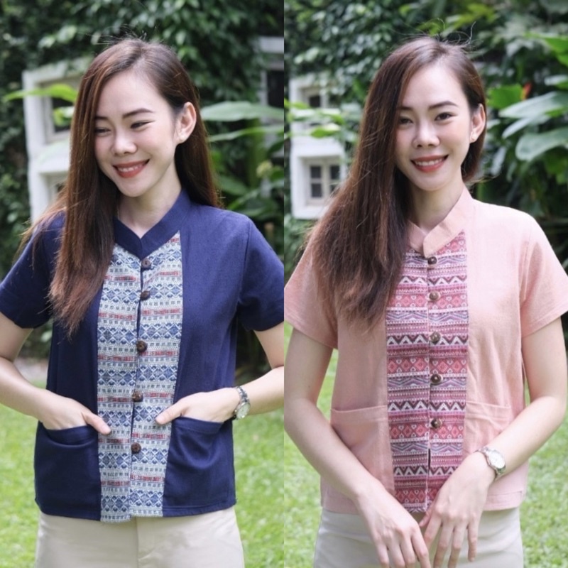 CNY 2023 Mandarin Collar Shirt Short Sleeves Pocket Decoration Woven ...