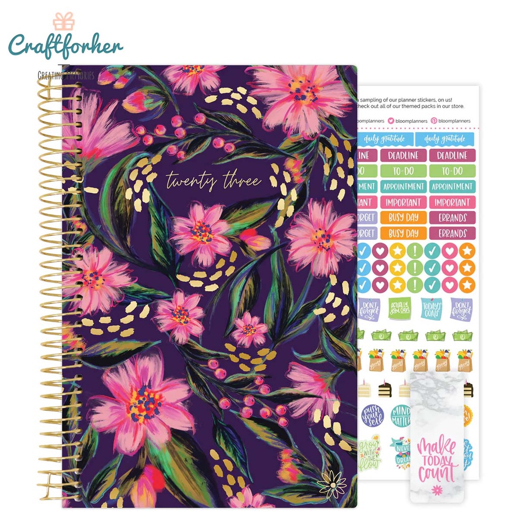2023 Planner, Fluorescent Floral Planner 12 Months, Bloom Daily Soft ...