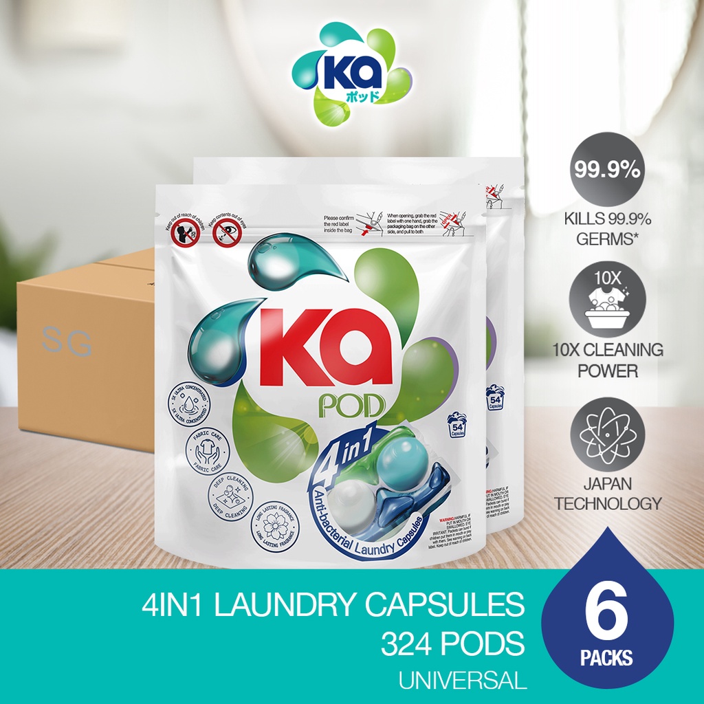 [New Look] Ka 4in1 Laundry Capsules Refill 54 Pods x 6 Packs ...