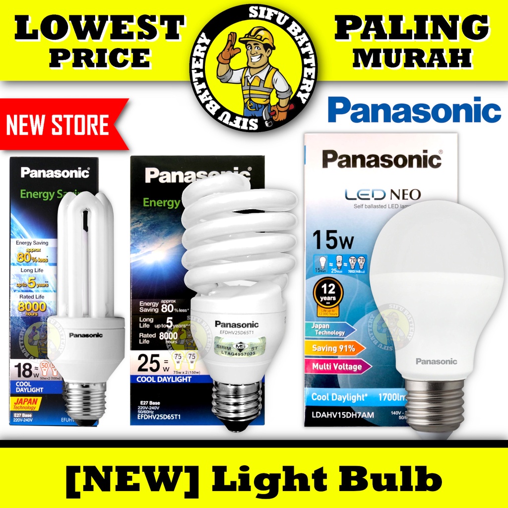Panasonic Light Bulb LED / CFL 6500k Cool Daylight (White) 13W 15W 18W ...