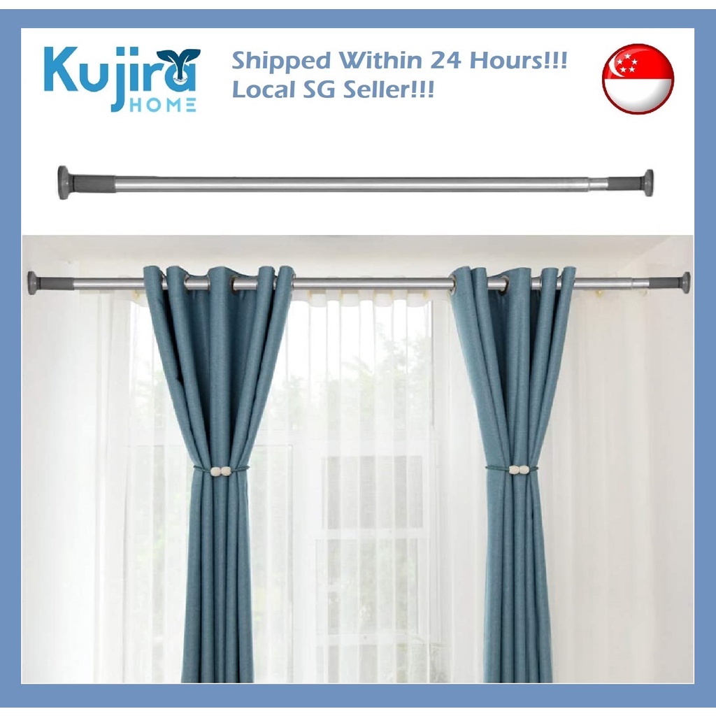 Kujira Homes - Stainless Steel Round Head Extendable Curtain Rod ...