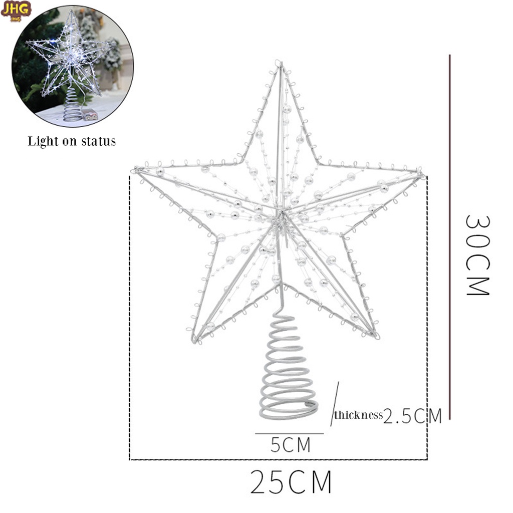 Christmas Star Tree Topper 5 Points Silver Gold Star Scroll Design with ...