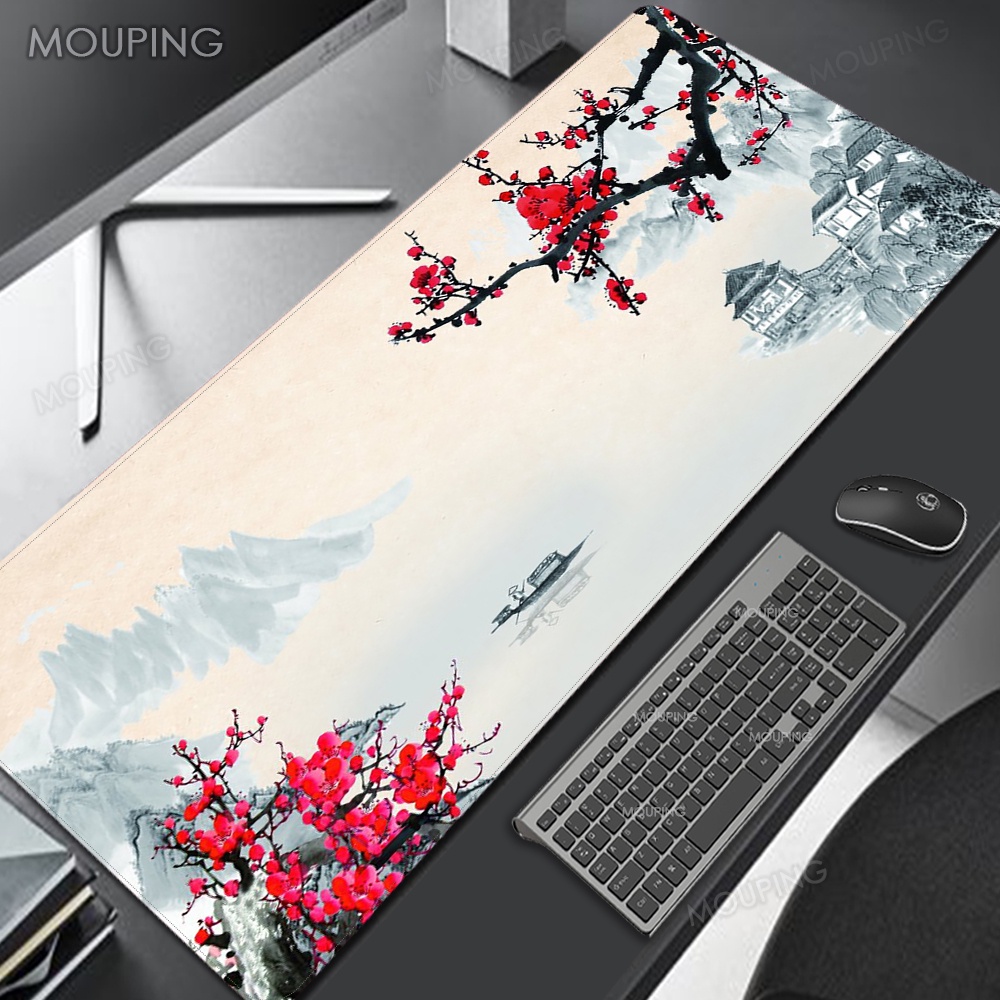 Japanese Art Sakura Mousepad Black Mausepad Pink Setup Gamer ...