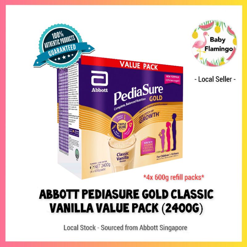 Abbott Pediasure Gold Classic Vanilla Value Pack 2.4kg (4x 600g packs ...