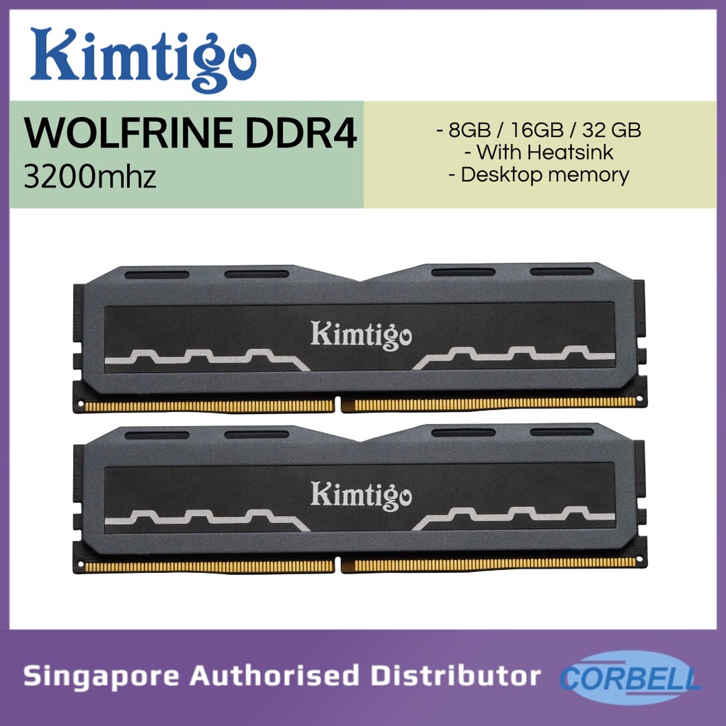 KIMTIGO WOLFRINE DDR4 3200mhz 8gb/16gb/32gb w heatsink unbuffered dimm ...