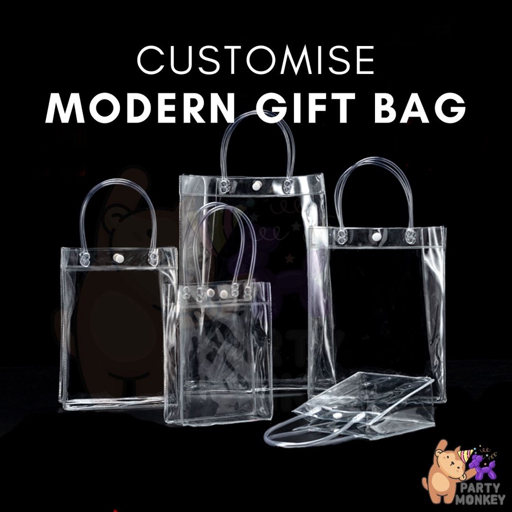 [SG Instock] Customised PVC Gift Bag Elegant Transparent Bag Birthday ...