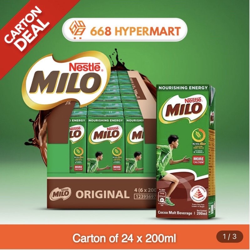 [Carton Sale] Milo Chocolate Malt UHT Packet Drinks 24 x 200ml ...