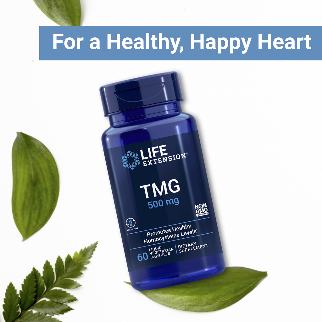 Life Extension TMG TriMethylGlycine 500 mg 60 Liquid Capsules, Heart ...