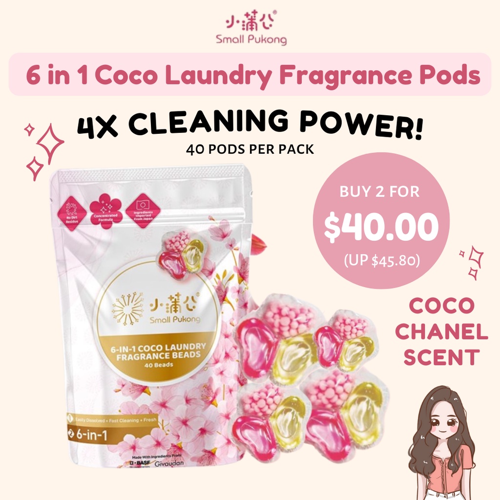 [SG READY STOCK] Small Pukong 6 in 1 Coco Laundry Fragrance Pods (40 Pods/Pack) | Shopee Singapore