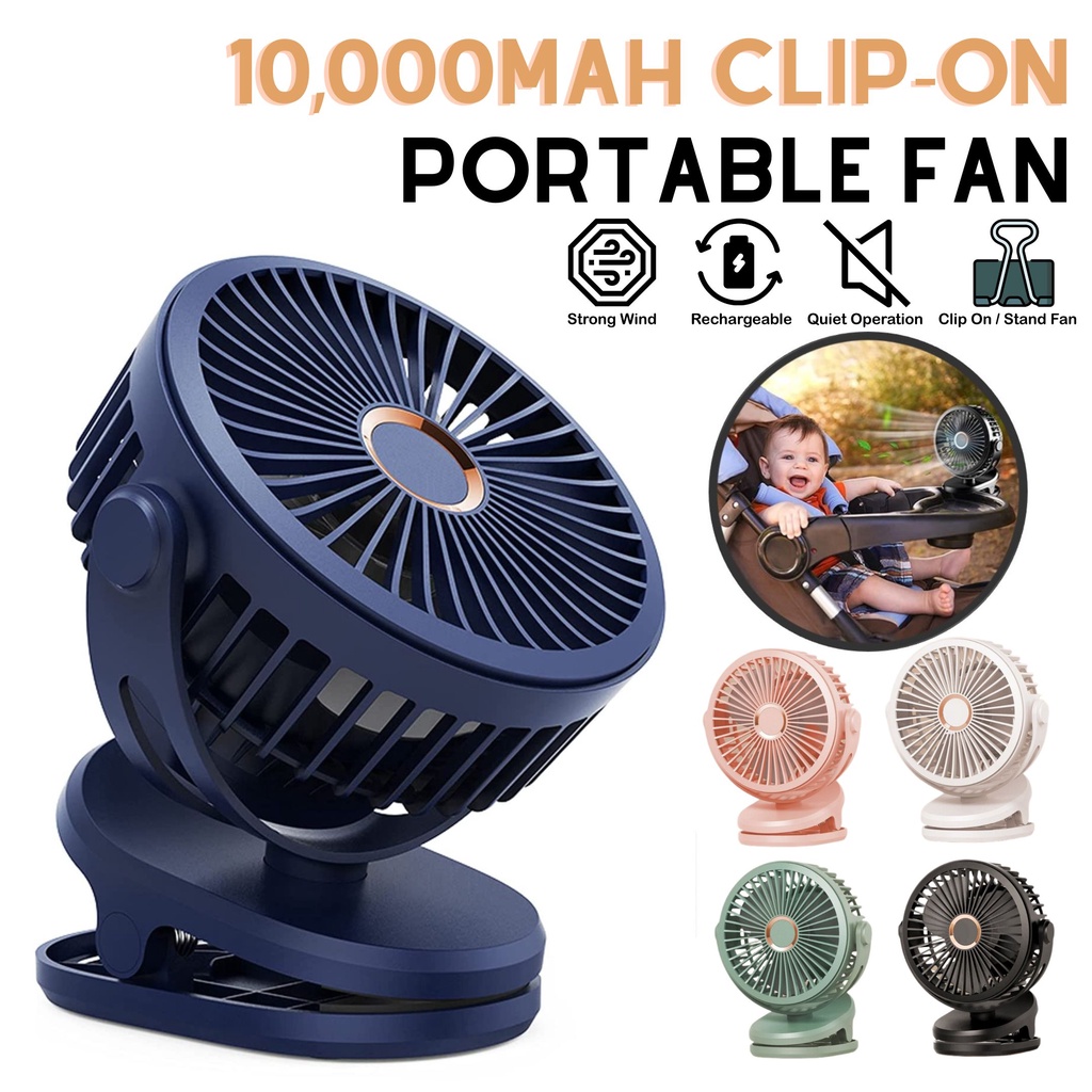 Clip on Stroller Fan - Portable Mini Desk Desktop Fan 10000mAh ...
