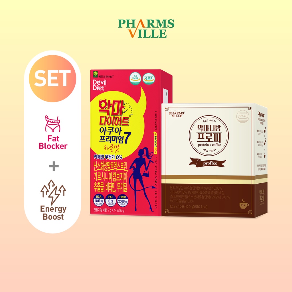 [Special Set] Devil Diet Aqua Premium 7 Grapefruit Flavor +Proffee Protein Coffee Latte Flavor ...