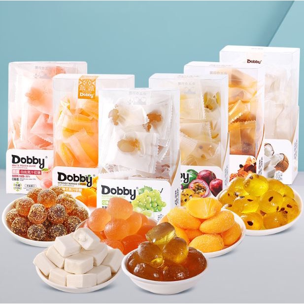 Dobby Real Fruit Juice Soft Gummy Candy Mango Strawberry White Peach ...
