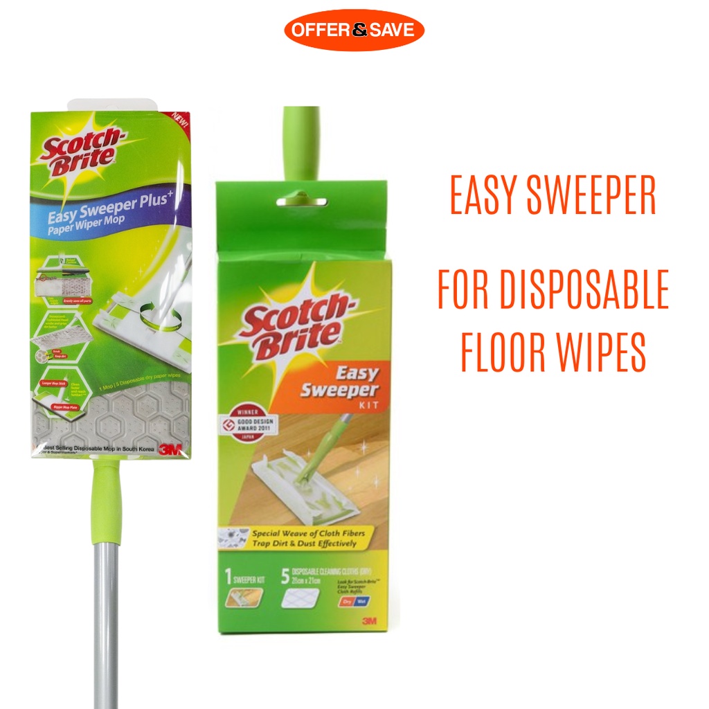 3M Scotch Brite Easy Sweeper / PLUS+ Starter Kit with 5 Disposable ...
