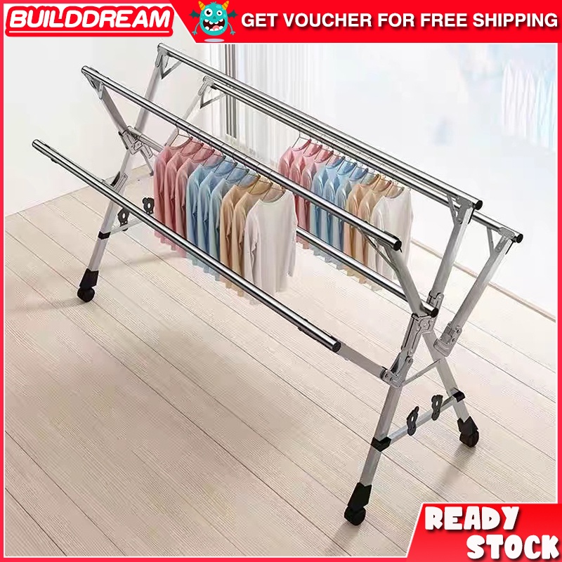 Movable Metal Clothes Pole Rack Drying Rack Laundry Rack Stand with ...