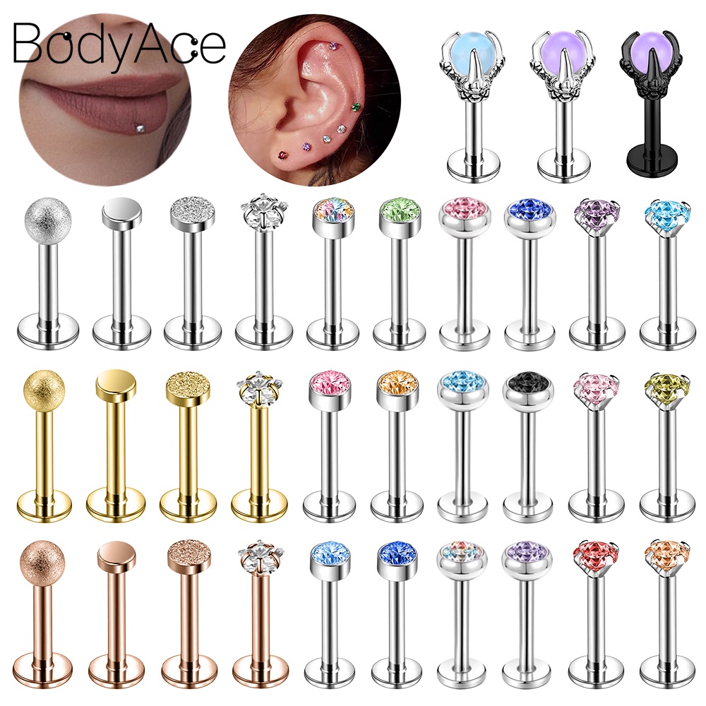 Bodyace 1 Set Dragon Claw Labret Rings Stainless Steel Lip Piercings Cz ...