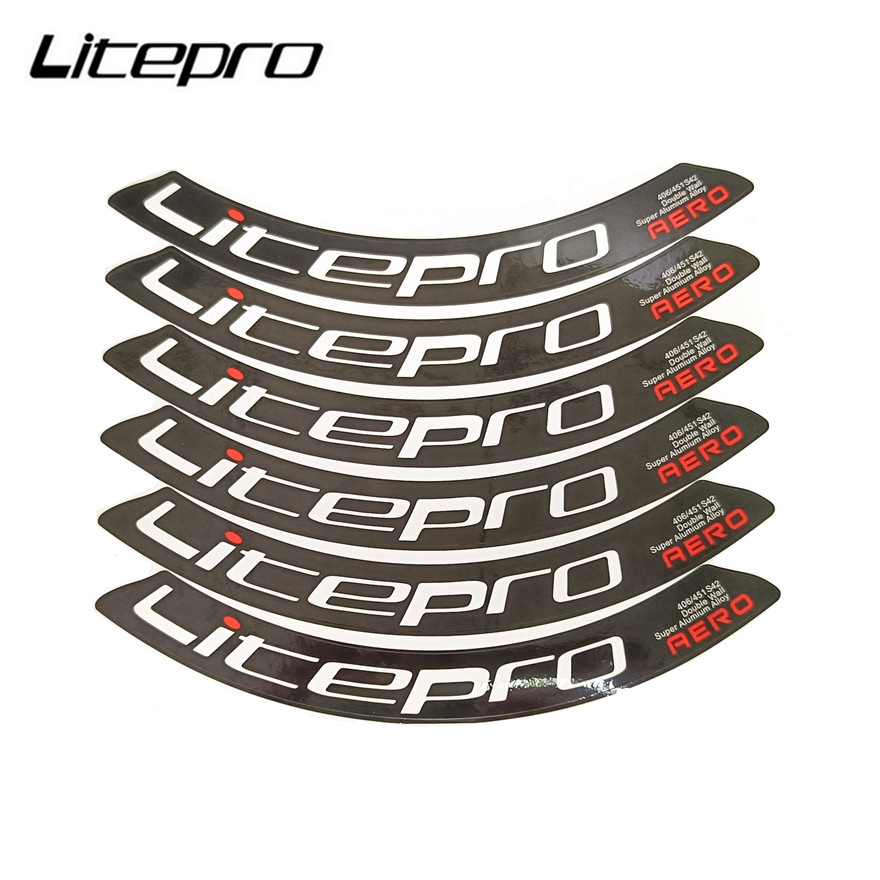 Litepro 6pcs AERO S42 406 451 Wheelset Universal Stickers Folding Bike ...