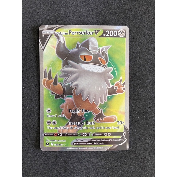 Pokemon TCG Galarian Perrserker V (Full Art) - 183/196 (NM) | Shopee ...