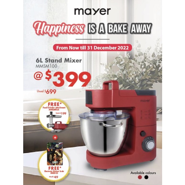 Mayer 6L Stand Mixer (MMSM100) Sandy Matte Black | Shopee Singapore