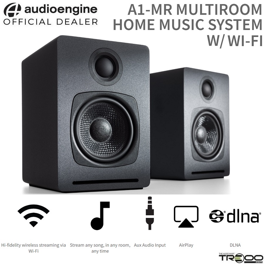 Audioengine A1-MR Multi-Room Wireless WiFi Desktop Bookshelf Speakers ...