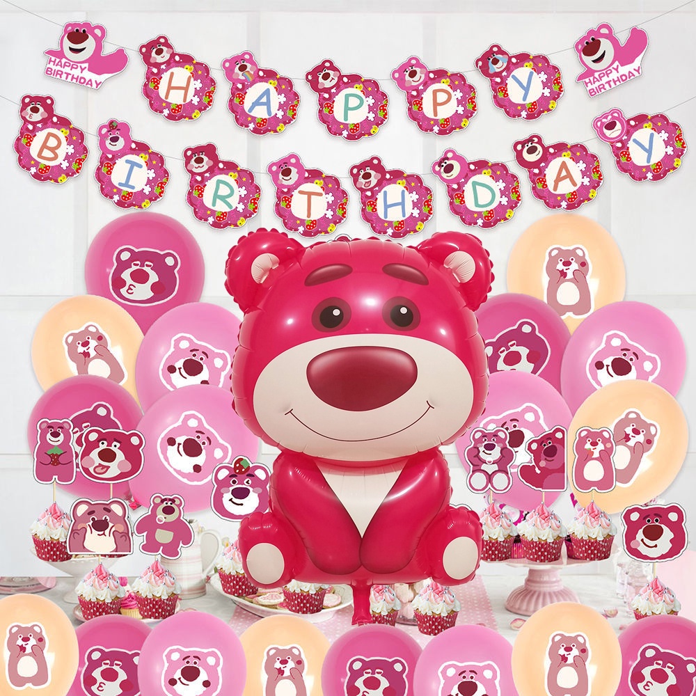 Toy Story Lotso Strawberry Bear Balloons banner cake toppers Birthday ...