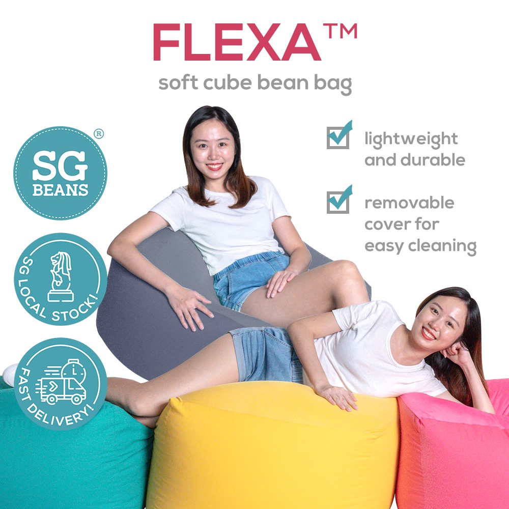 Flexa Spandex Cube Bean Bag | Stretchy Bean Bag Chair | Soft Comfortable Bean Bag Sofa by SG ...