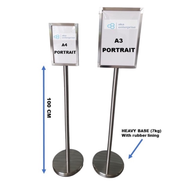 A3 A4 Heavy base 201 Stainless Steel Poster Stand Signage | Shopee ...